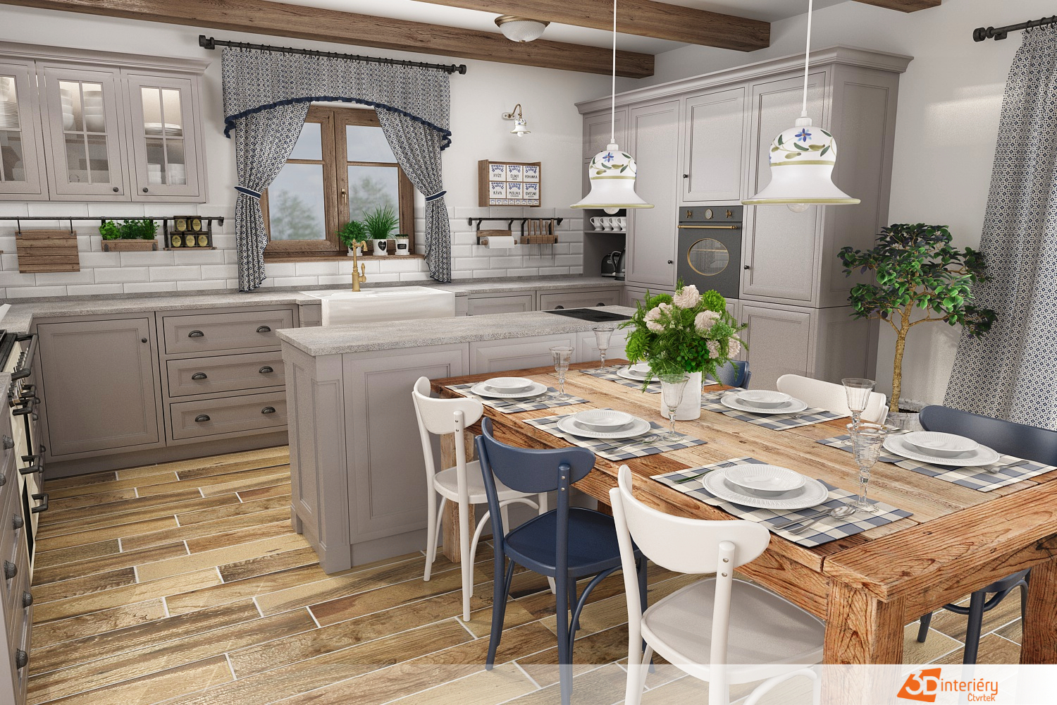 Venkovská kuchyň - inspirace - Návrhy interiérů, interierstudio3D.cz