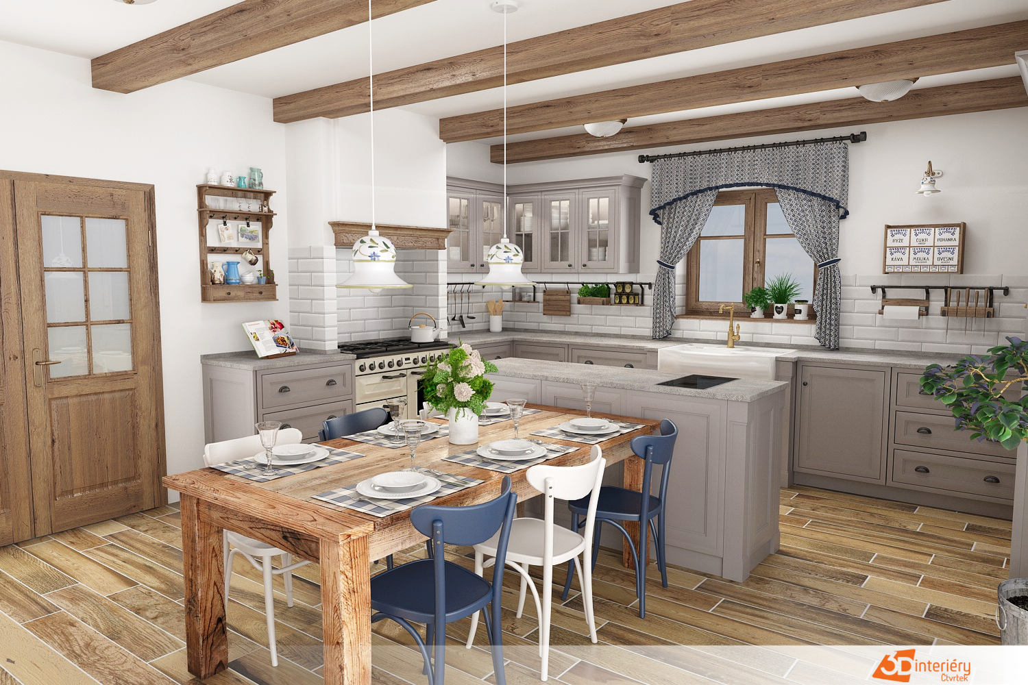 Venkovská kuchyň - inspirace - Návrhy interiérů, interierstudio3D.cz