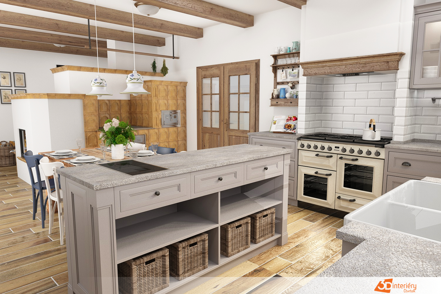 Venkovská kuchyň - inspirace - Návrhy interiérů, interierstudio3D.cz