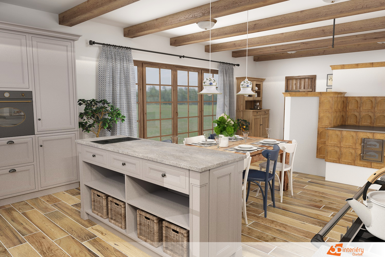 Venkovská kuchyň - inspirace - Návrhy interiérů, interierstudio3D.cz