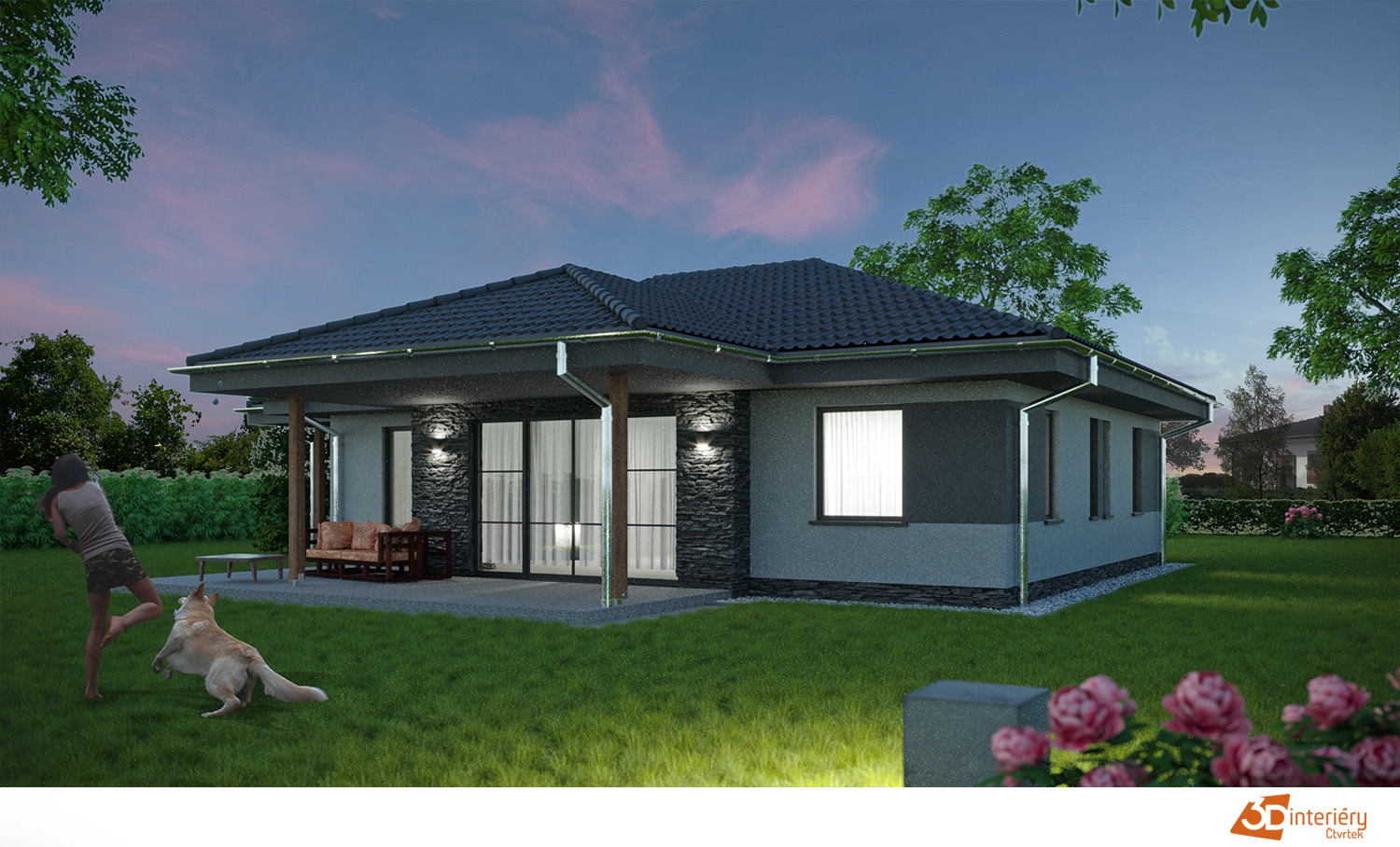 Návrhy fasád domů - barevné grafické návrhy fasády, návrh fasády online